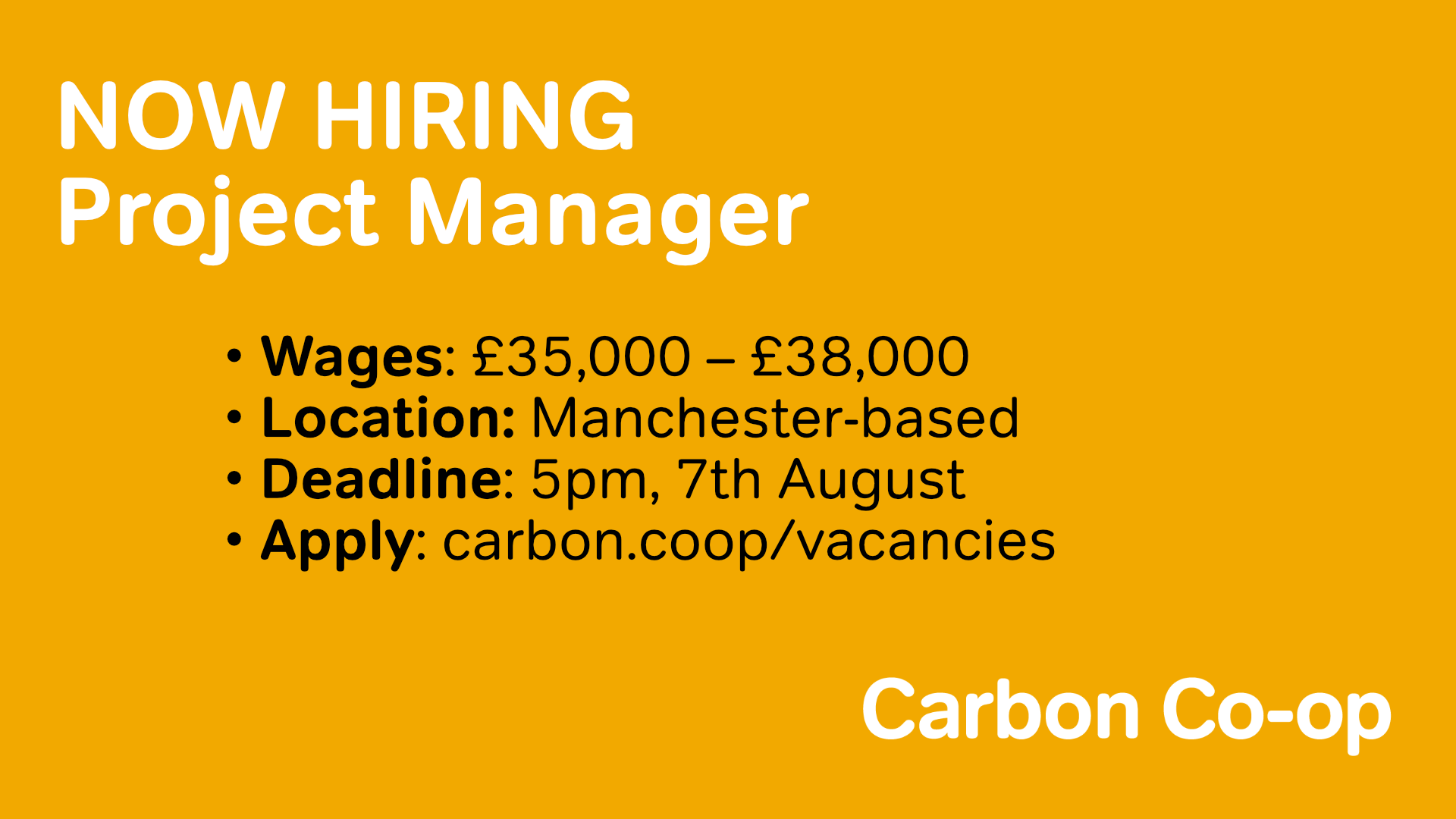 NOW HIRING: Project Manager | Carbon Co-op